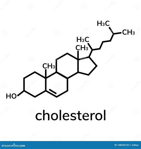 Cholesterol Chemical Structural Formula And Model Of Molecule C27h46o