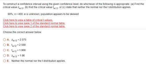 Solved To Construct Confidence Interval Using The Given Confidence
