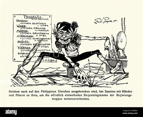 Political Cartoon About The Philippine Revolution 1896 A Conflict Waged