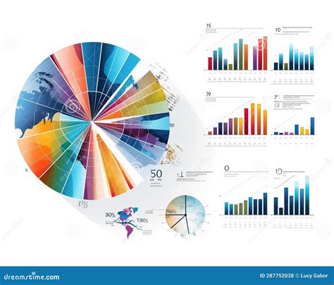 Data Visualization Charts Diagrams Vibrantly Illustration With White Background Stock