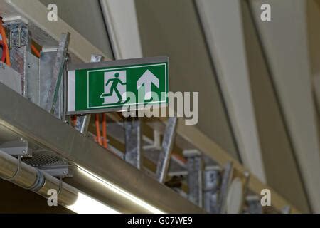 Emergency Exit Sign In Construction Site An Industrial Plant Stock Photo Alamy