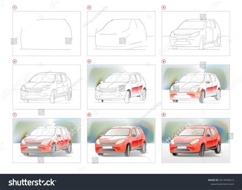 Step By Step Drawing Vehicle Over Royalty Free Licensable Stock Vectors Vector Art