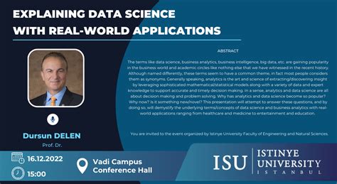 Explaining Data Science With Real World Applications İstinye Üniversitesi