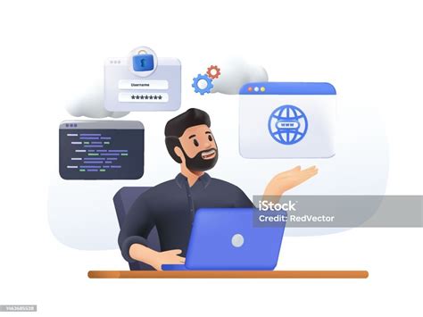 3d Work With Software Man Writes Code At Computer Develops Program