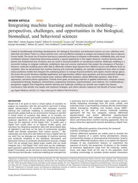 PDF Integrating Machine Learning And Multiscale Modelingperspectives Challenges And