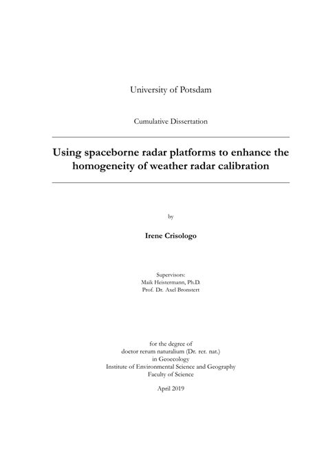 Pdf Using Spaceborne Radar Platforms To Enhance The Homogeneity Of