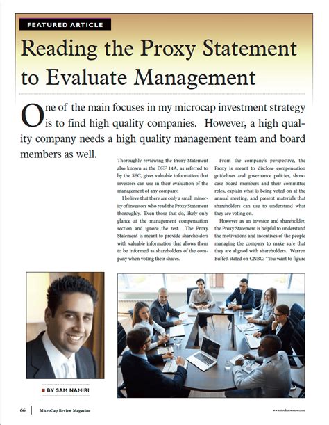 Reading The Proxy Statement To Evaluate Management