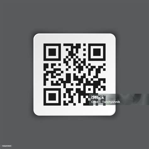 회색 배경에 사실적인 Qr 코드 스티커 식별 추적 코드입니다 일련 번호 디지털 정보가있는 제품 Id 상점 이나 슈퍼마켓 스캔 라벨 가격 태그 벡터 일러스트레이션 Qr코드에