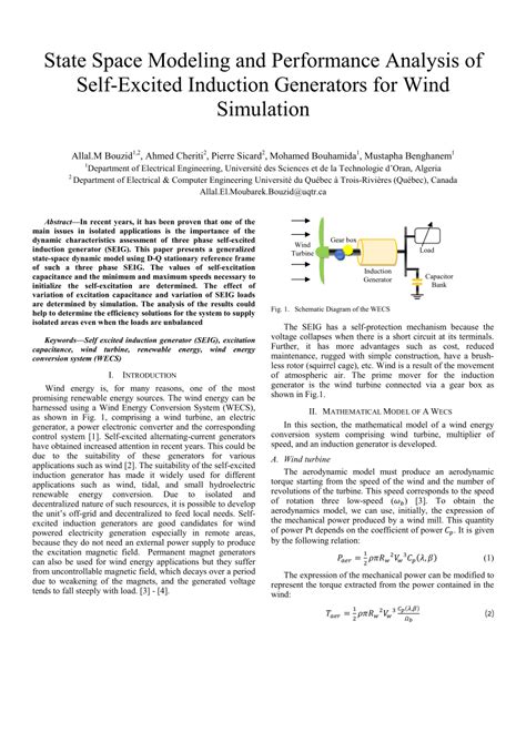 PDF State Space Modeling And Performance Analysis Of Self Excited Induction Generators For