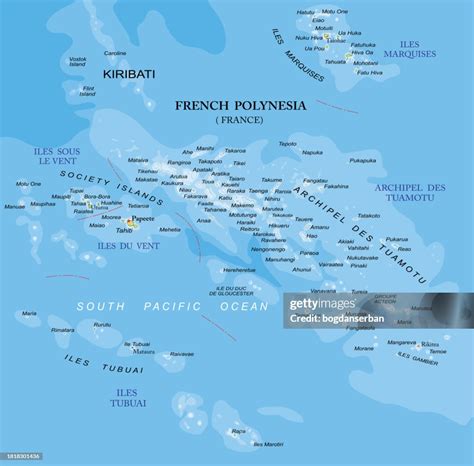 French Polynesia Highly Detailed Physical Map High Res Vector Graphic