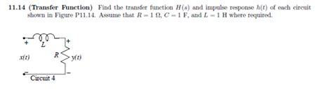 Solved Transfer Function Find The Transfer Function Chegg