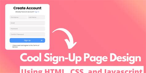 Cool Sign Up Page Design Using Html Css And Javascript Dev Community