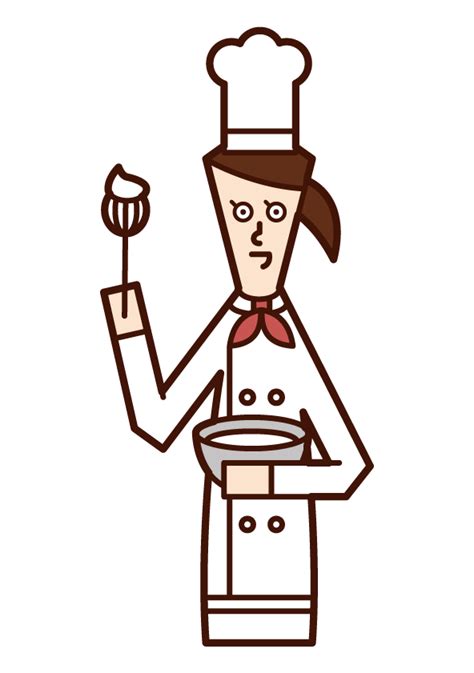 케이크를 만드는 페이스트리의 그림 여성 무료 일러스트 소재집 Kukukeke