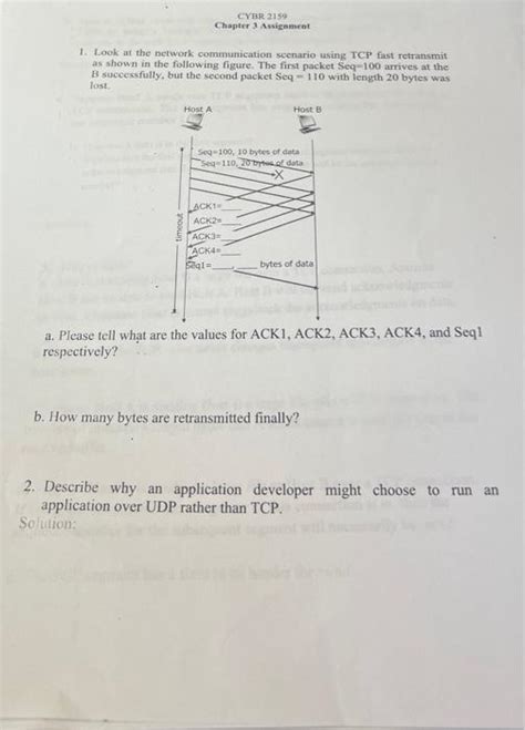 solved 1 look at the network communication scenario using