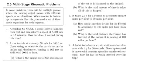 Solved 26 Multi Stage Kinematic Problems Of The Car As It