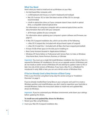 Mac Boot Camp Install Setup PDF Operating Systems Computer Software And Applications