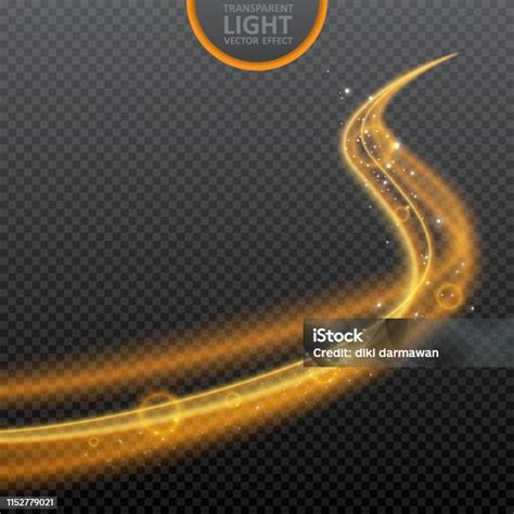 현실적인 반짝임과 투명 한 배경에 황금 빛 효과 마법의 빛입니다 빛나는 소용돌이 빛 효과 벡터 일러스트 개체 그룹에 대한 스톡 벡터 아트 및 기타 이미지 Istock