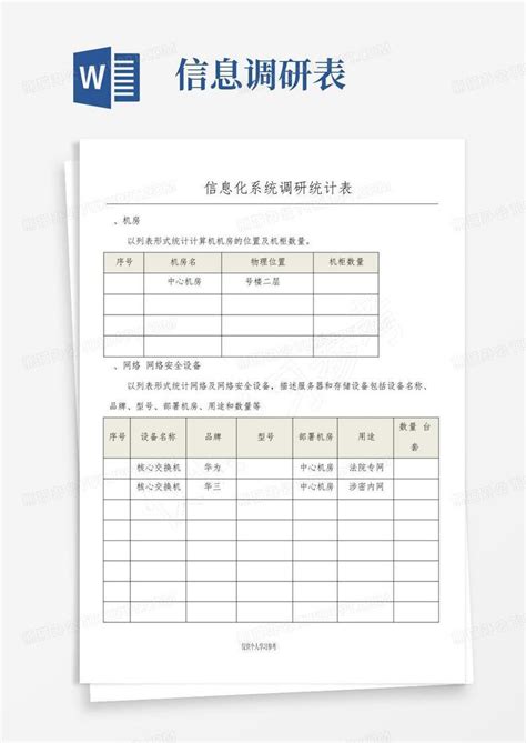 信息化系统调研表word模板下载 编号qokpmkbw 熊猫办公