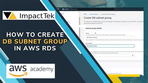 How To Create Db Subnet Group In Awsrds Youtube