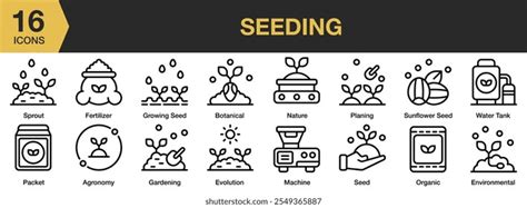 Seeding Solid Icon Set Includes Seeding Stock Vector Royalty Free 2549365953 Shutterstock