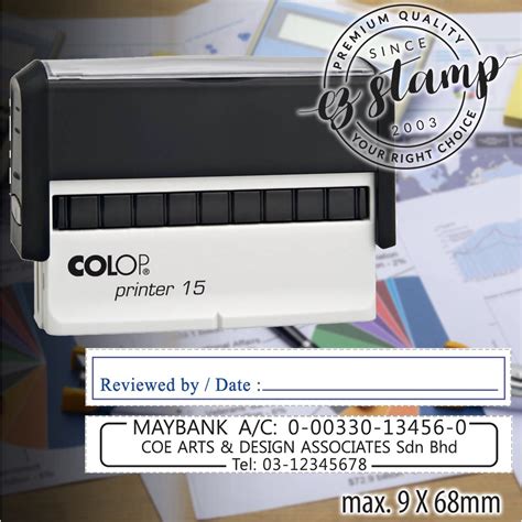 Colop Printer 15 Custom Text 9x68mm Red Rubber Customisable Self Inking Stamp For Long Name