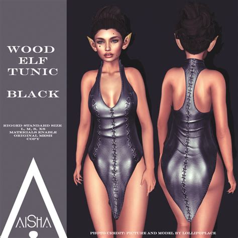 Second Life Marketplace Aisha Wood Elf Tunic Black