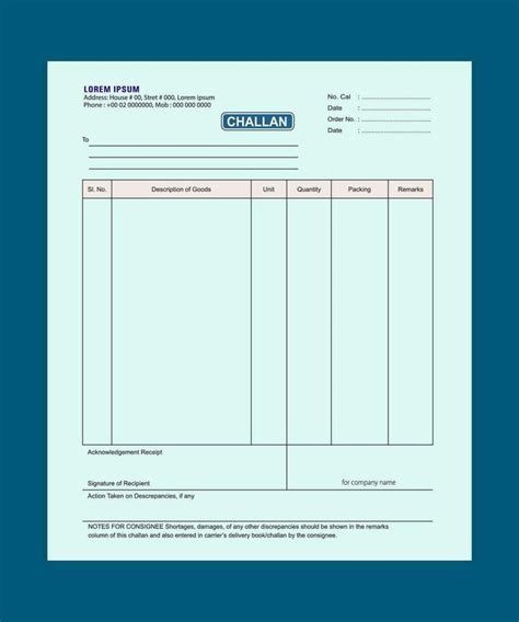 Download Bill Challan Template Design Challan Delivery Challan Challan Form Bill Of Entry