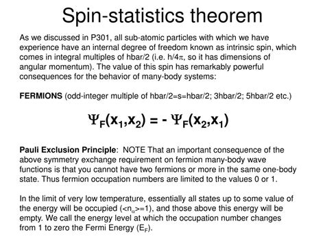 Ppt Spin Statistics Theorem Powerpoint Presentation Free Download