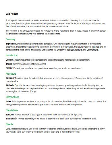 Lab Report Examples To Download