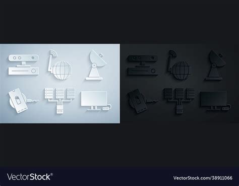 set server data web hosting radar wireless vector image