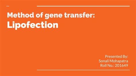 Liposome Mediated Gene Delivery Pptx Biological Sciences Science
