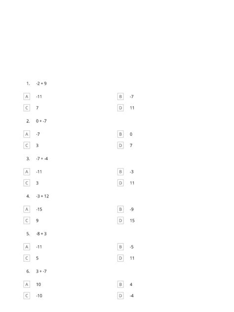 Addition And Subtraction Integers Pdf
