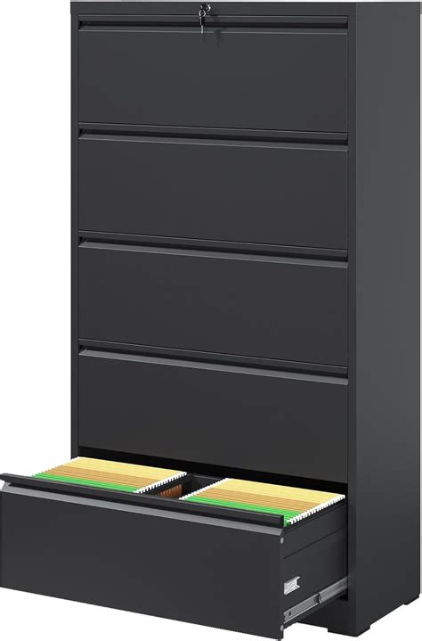 Ikimi 5 Drawer Lateral File Cabinets With Lock Metal Lateral Filing Cabinet For Home