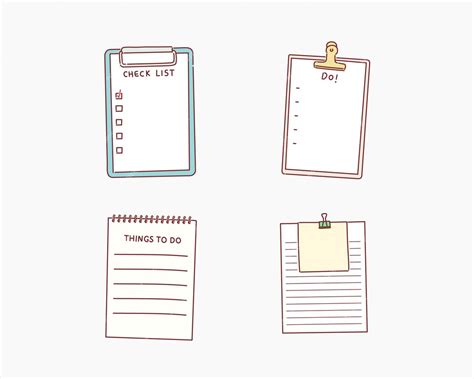 체크리스트와 클립보드가 있는 도면 세트 프리미엄 벡터