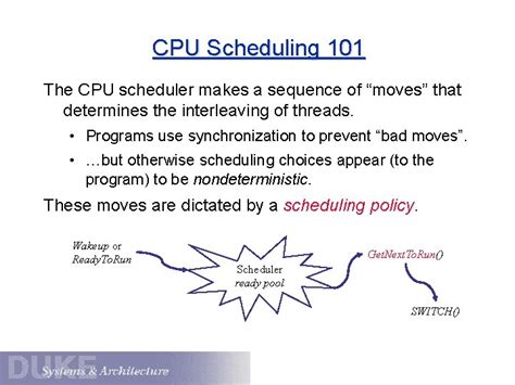 CPU Scheduling CPU Scheduling 101 The CPU Scheduler