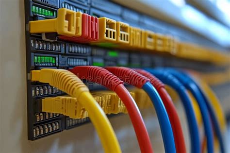 Server Room With Neatly Organized Colored Ethernet Cables Emphasizing Secure Network Management