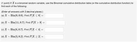 Solved 1 Point If X Is A Binomial Random Variable Use The