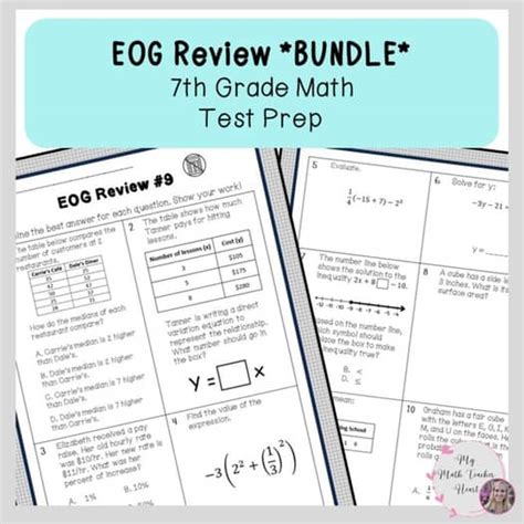 Eog Reviews Math 7 End Of Grade Bundle By My Math Teacher Heart