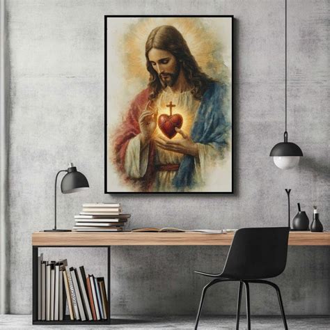 Sacred Heart Of Jesus Christian Wall Art Catholic Art Modern