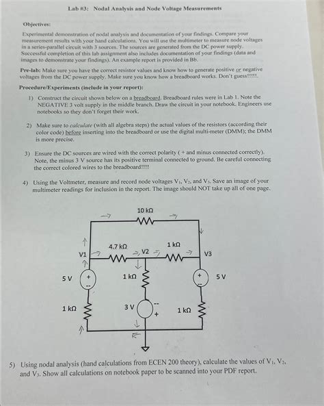 Solved Lab 3 Nodal Analysis And Node Voltage Chegg Com