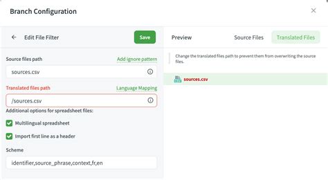 multilingual csv unable to use same file for sources and translations