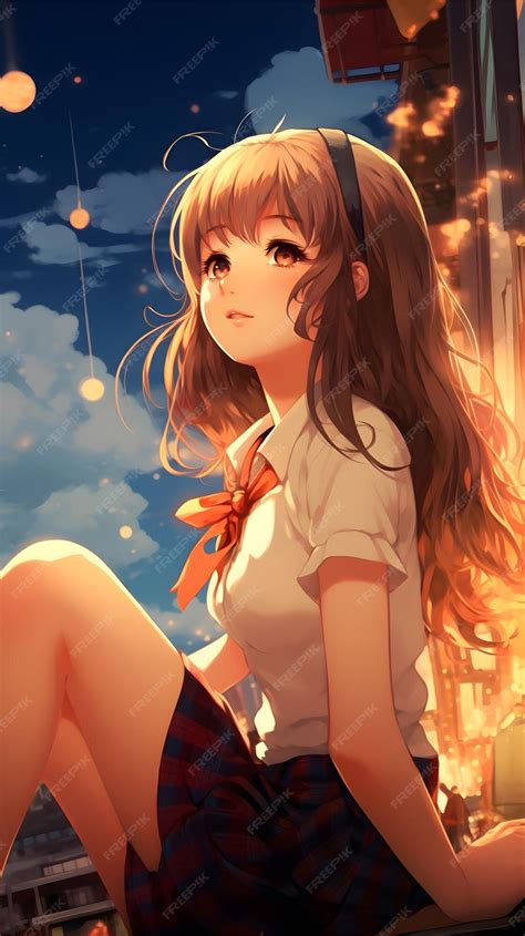 Premium Ai Image Cute Anime Girl Sitting Enjoying A Jazz Festival