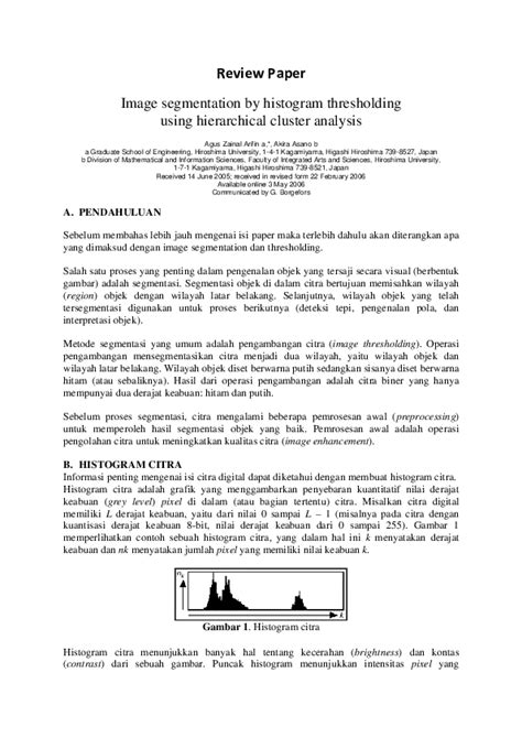 Pdf Review Paper Image Segmentation By Histogram Thresholding Using Hierarchical Cluster Analysis