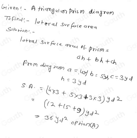 solved 42 a triangular prism and its dimensions are shown in the