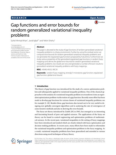 Pdf Gap Functions And Error Bounds For Random Generalized Variational Inequality Problems