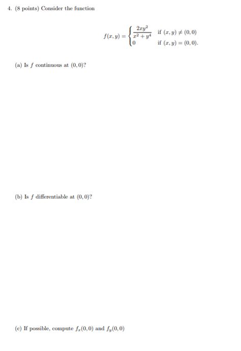 Solved 4 8 Points Consider The Function