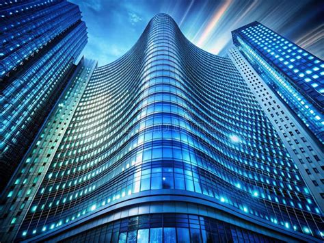 Abstract Blue Binary Code Architecture A Futuristic Digital Building