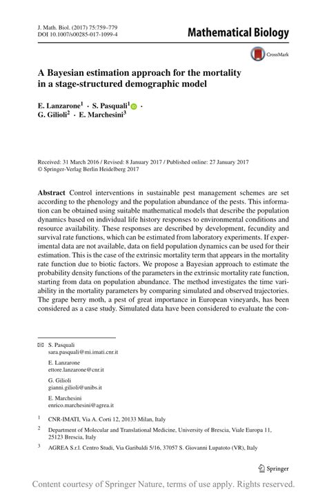 a bayesian estimation approach for the mortality in a stage structured