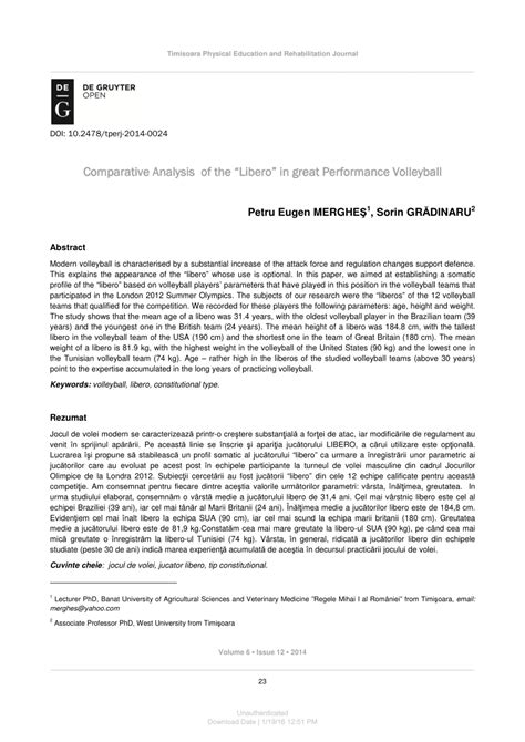 [pdf] Comparative Analysis Of The “libero” In Great Performance Volleyball