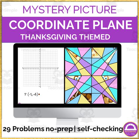 Thanksgiving Activity Coordinate Plane By Teach Simple Worksheets